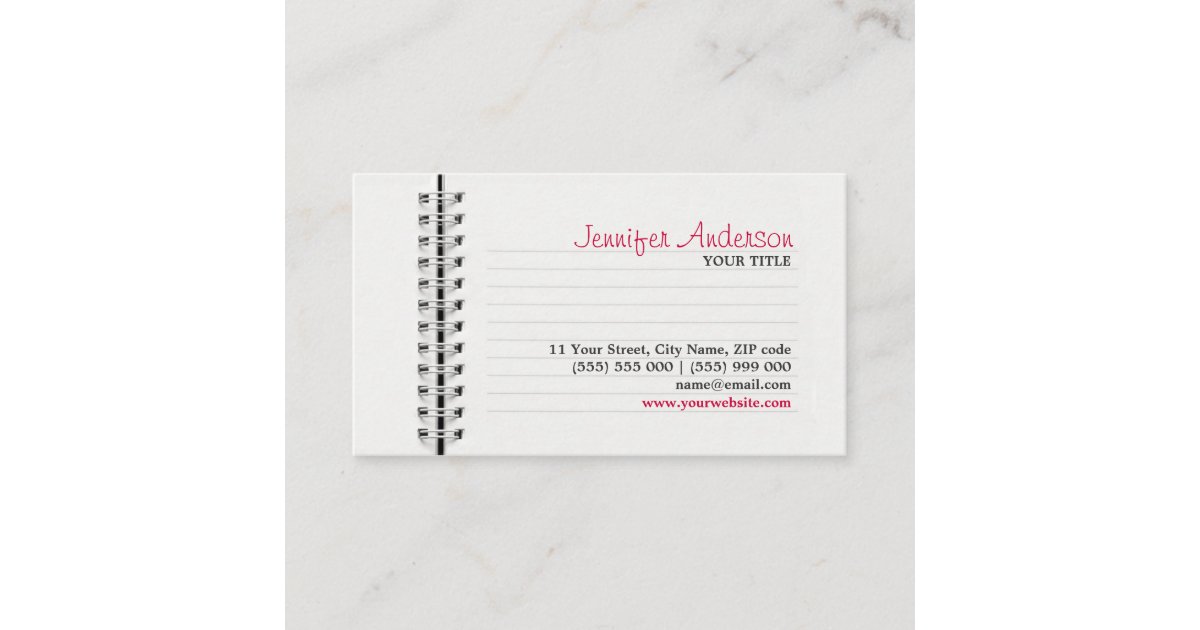 Notebook Page Education business card | Zazzle