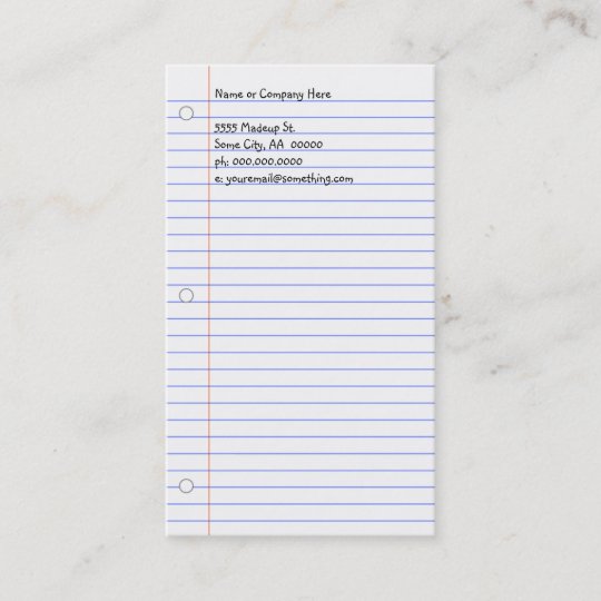 notebook paper business card | Zazzle.com
