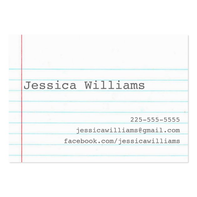 Notebook Paper Business Card