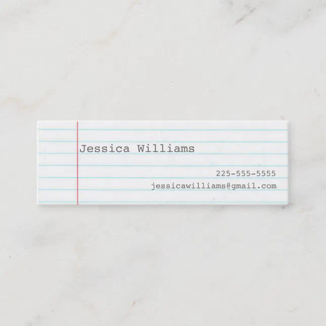 Notebook Paper Mini Business Card | Zazzle