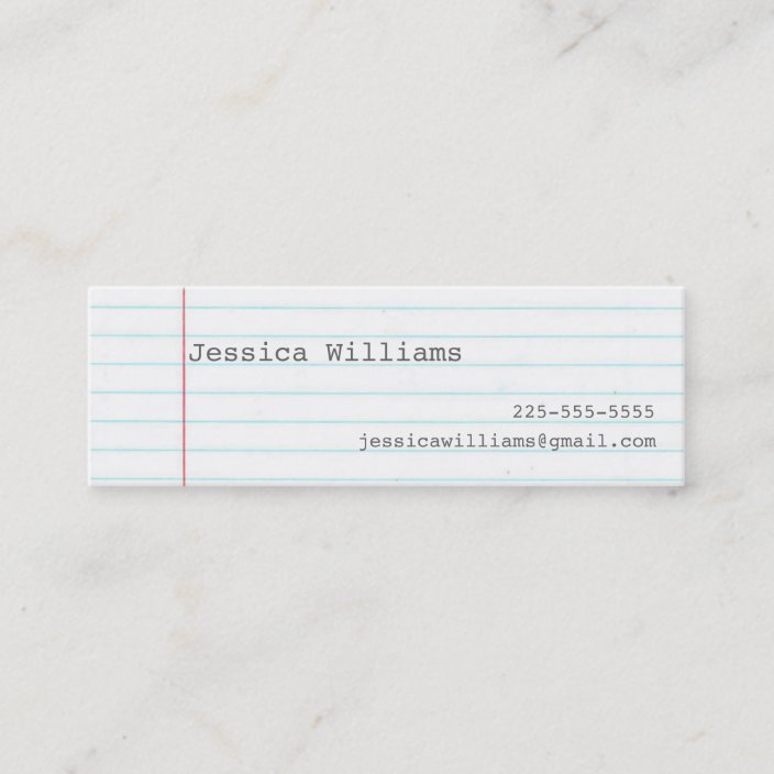Notebook Paper Mini Business Card | Zazzle.com