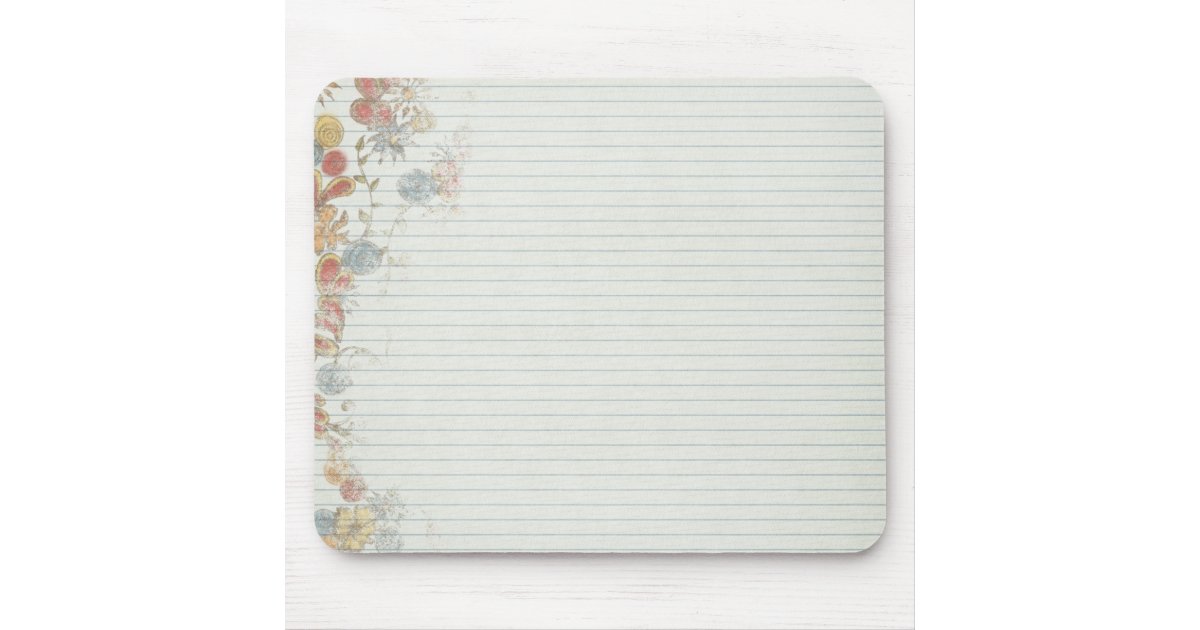 Notebook paper with flower mouse pad | Zazzle