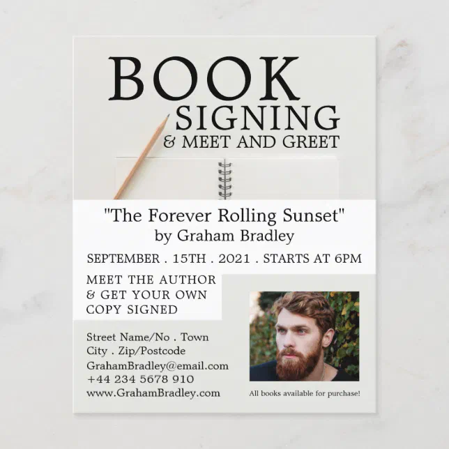Notebook & Pencil Writers Book Signing Advertising Flyer | Zazzle
