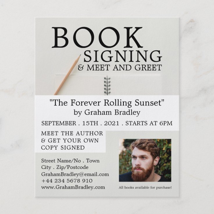 Notebook & Pencil Writers Book Signing Advertising Flyer | Zazzle