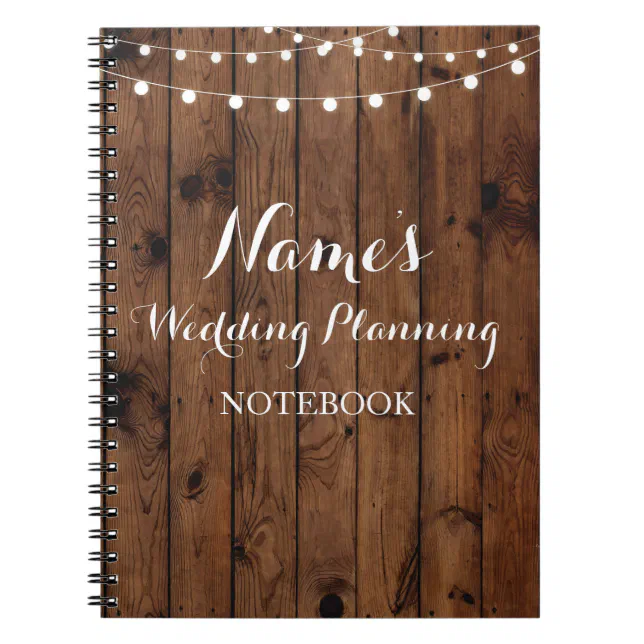 Notebook Rustic Wood Wedding Planning Ideas Notes | Zazzle