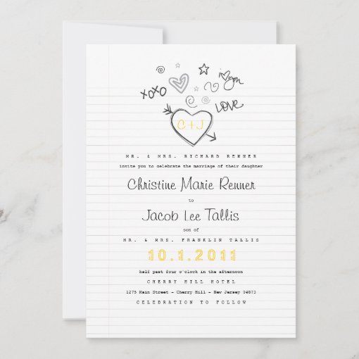Notebook Wedding Invitation | Zazzle