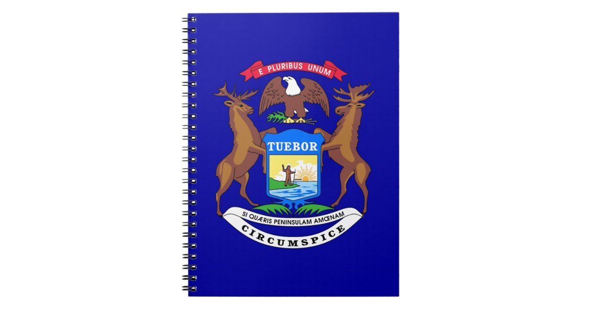 Notebook with Flag of Michigan State | Zazzle