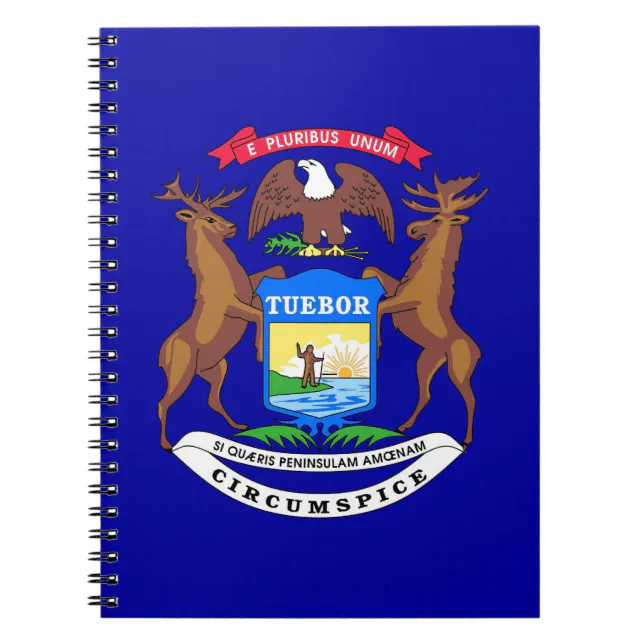Notebook with Flag of Michigan State | Zazzle