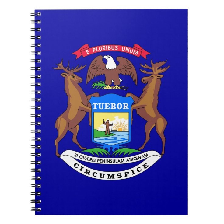 Notebook with Flag of Michigan State | Zazzle
