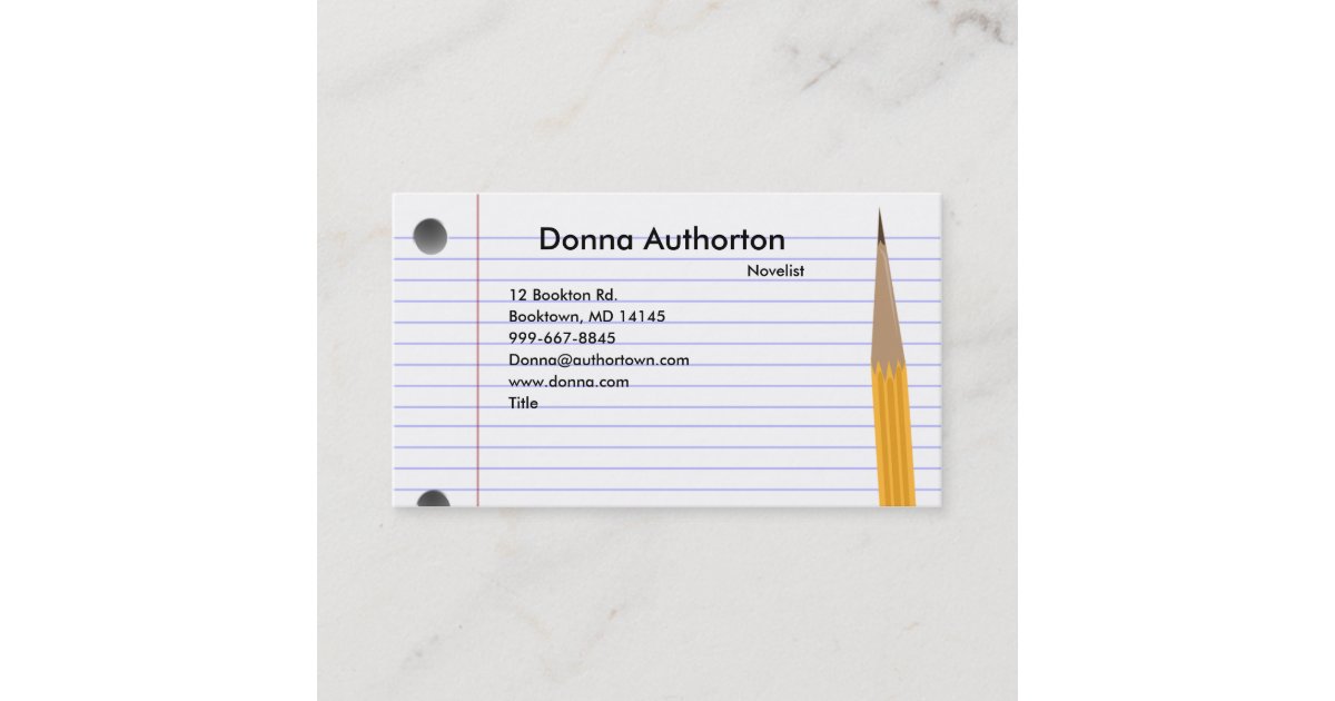 Notecard and Pencil Business Card | Zazzle