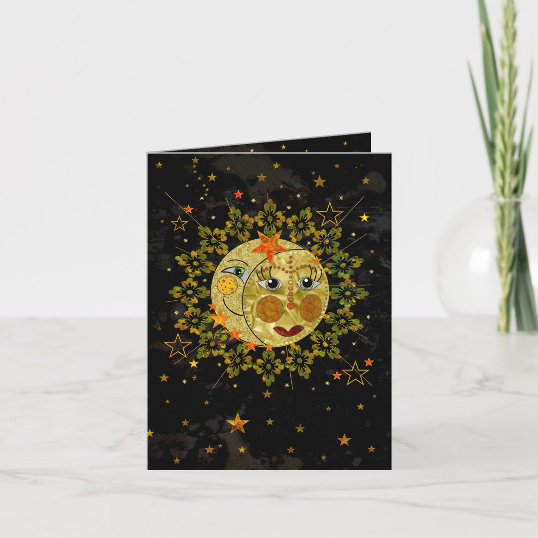 Notecard, SUN, MOON, STARS, Abstract, Blank Card | Zazzle