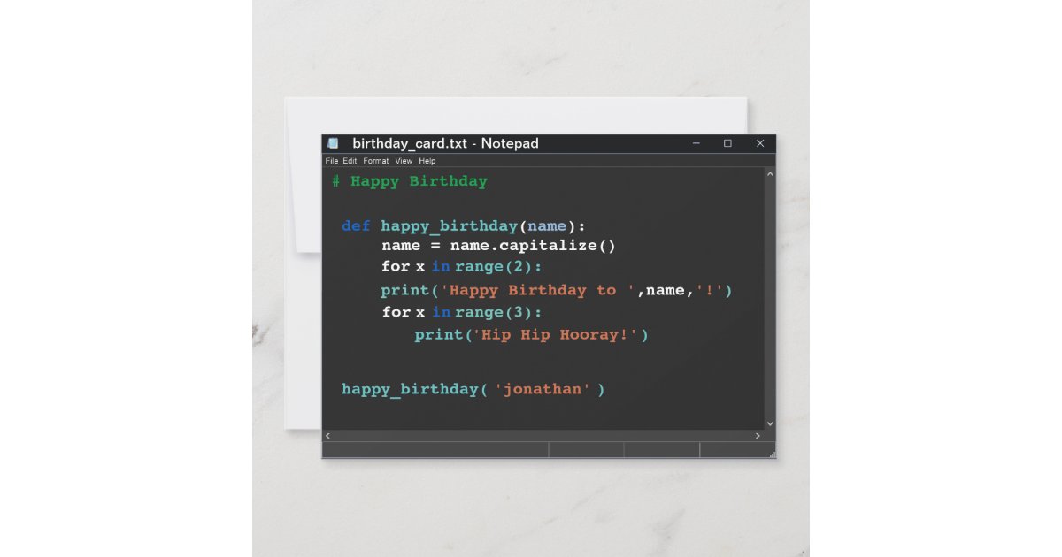 Notepad Computer Programmer Dark Mode Birthday Card | Zazzle