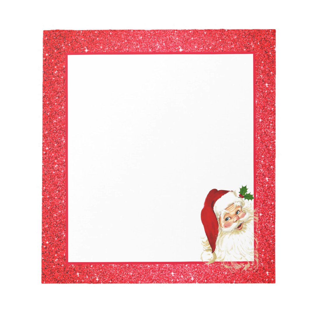 Notepad-Santa Glitter Christmas Notepad | Zazzle