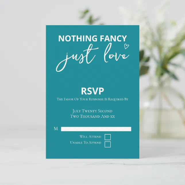 Nothing Fancy Just Love Colorful Retro 70s Wedding RSVP Card | Zazzle
