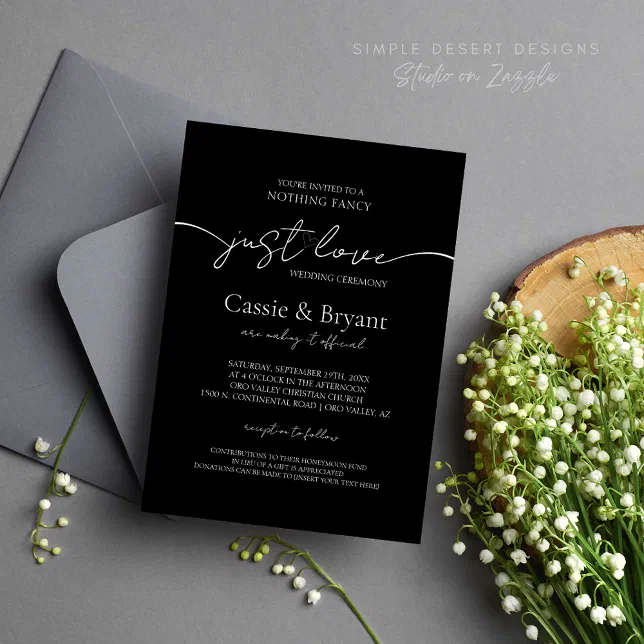 Nothing Fancy Just Love Elegant Script Wedding Invitation | Zazzle