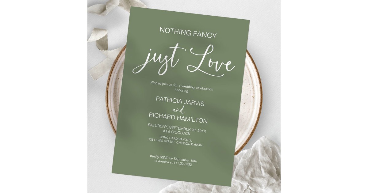 Nothing Fancy Just Love Intimate Wedding Invitation | Zazzle