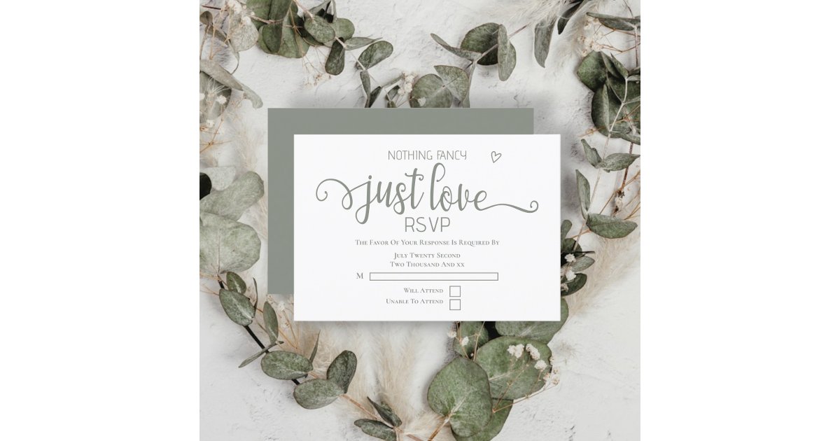 Nothing Fancy Just Love Minimalist Wedding RSVP Card | Zazzle