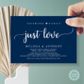 Nothing Fancy Just Love, Navy blue, elopement Invi Invitation | Zazzle