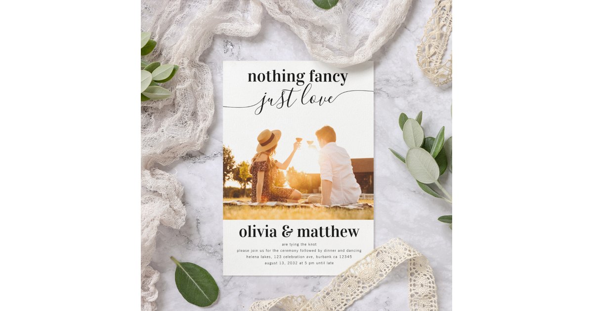 Nothing Fancy Just Love Photo QR Code Wedding Invitation | Zazzle