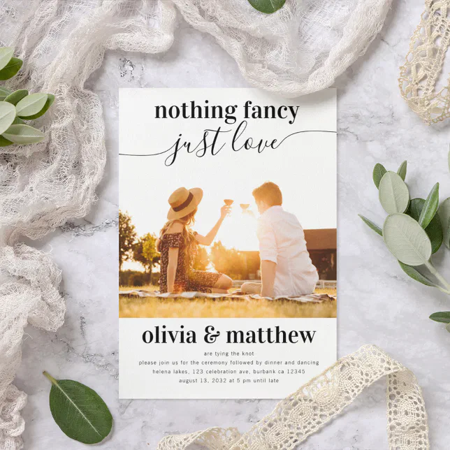 Nothing Fancy Just Love Photo QR Code Wedding Invitation | Zazzle