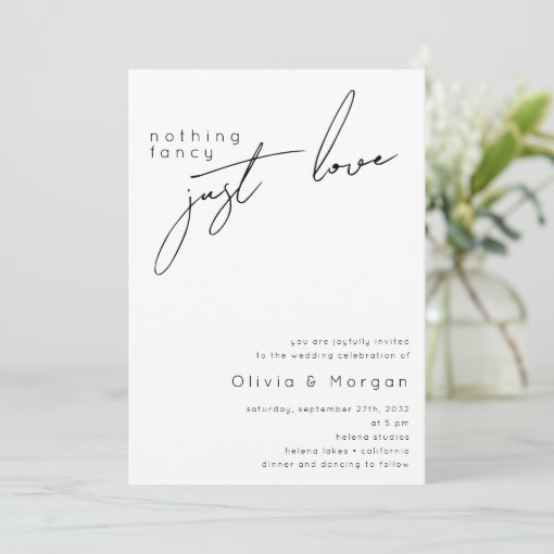 Nothing Fancy Just Love Script QR Code Wedding Invitation | Zazzle