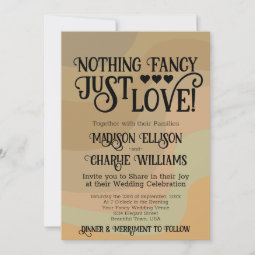 Nothing Fancy Just Love Tan QR Code Photo Wedding Invitation | Zazzle