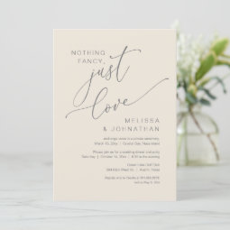 Nothing Fancy, Just Love, Wedding Elopement Invitation | Zazzle