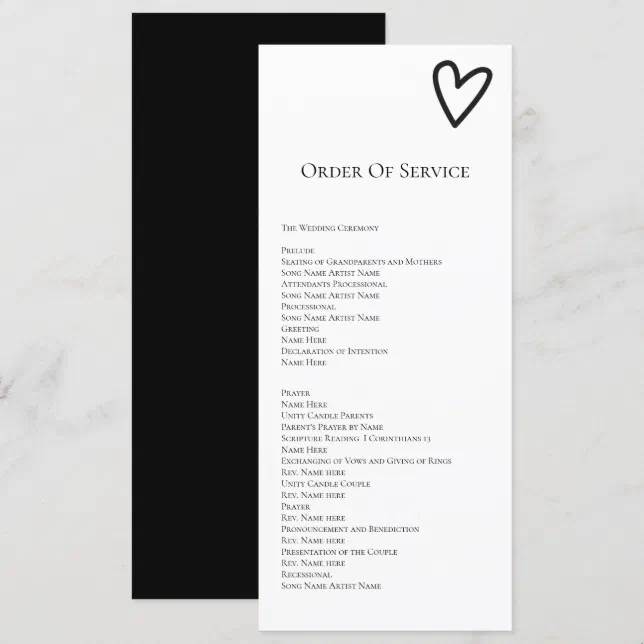 Nothing Fancy Order of Service Wedding Card | Zazzle