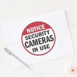 Notice: Security Cameras in Use sticker | Zazzle