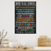 Notice To All Students Classroom Teacher Poster | Zazzle
