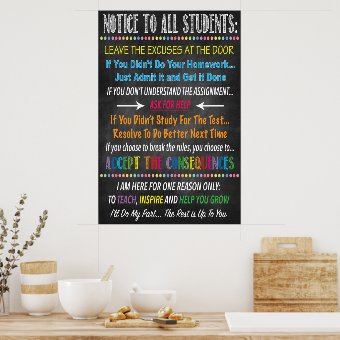 Notice To All Students Classroom Teacher Poster | Zazzle