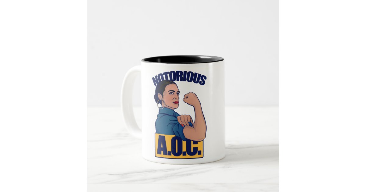 Notorious AOC alexandria ocasio cortez retro rosie Two-Tone Coffee Mug ...