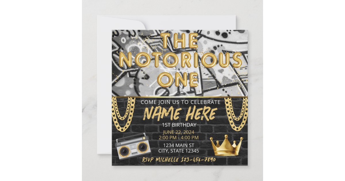 Notorious ONE Birthday Invitation | Zazzle