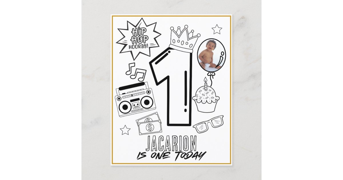 Notorious ONE Hip Hop 1st Birthday Coloring Page | Zazzle