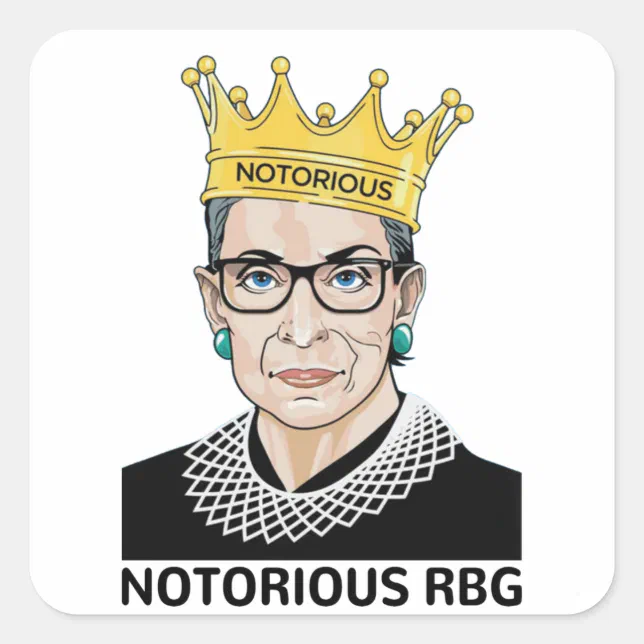 Notorious RBG BLACK - Ruth Bader Ginsburg Square Sticker | Zazzle