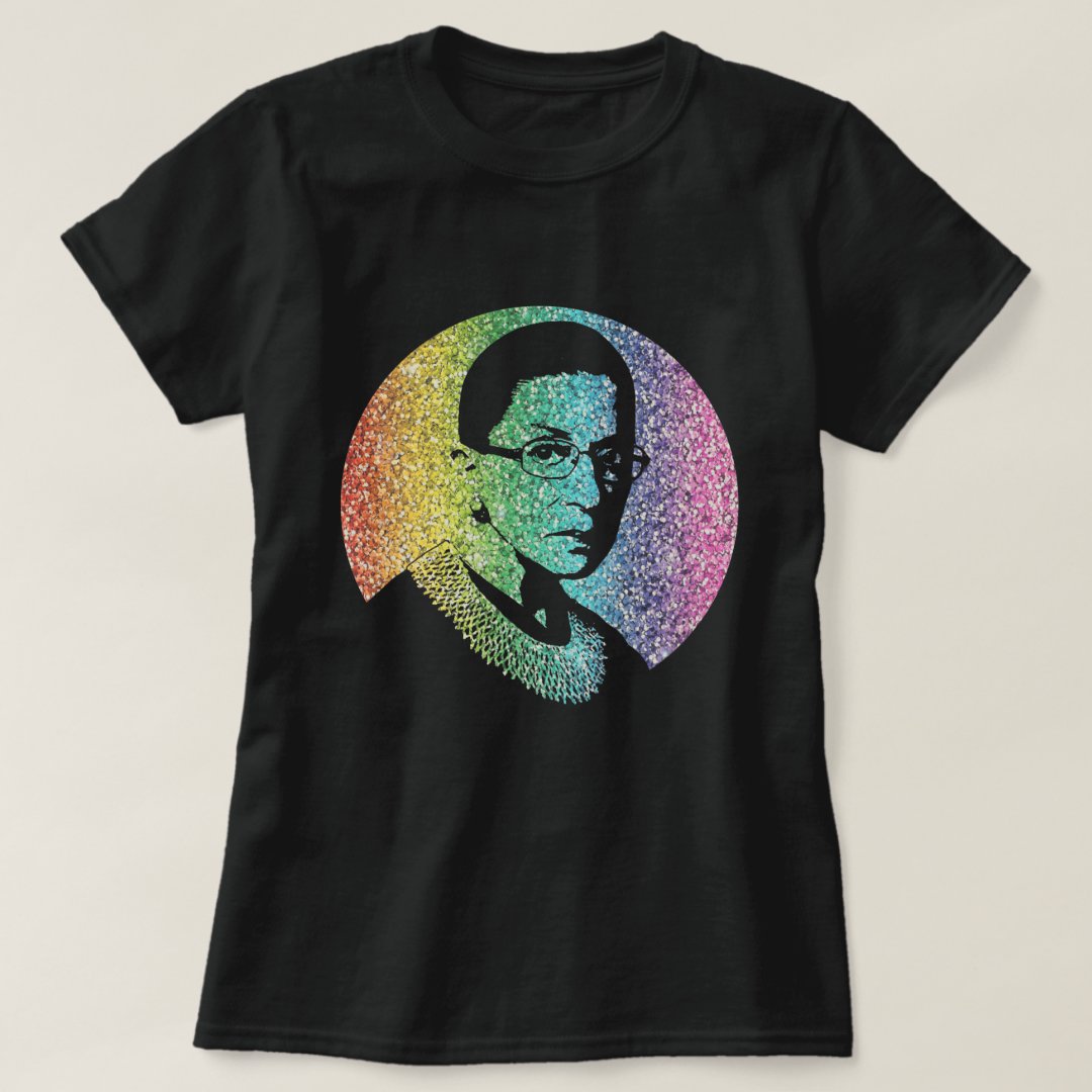 Notorious RBG: Ruth Bader Ginsburg Glitter Rainbow T-Shirt | Zazzle