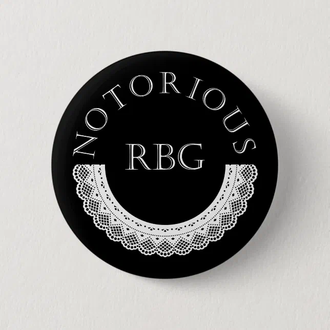 Notorious RBG Ruth Bader Ginsburg Lace Collar Button | Zazzle