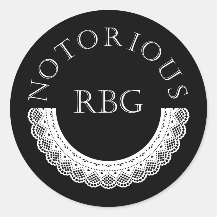 Notorious RBG Ruth Bader Ginsburg Lace Collar Classic Round Sticker ...