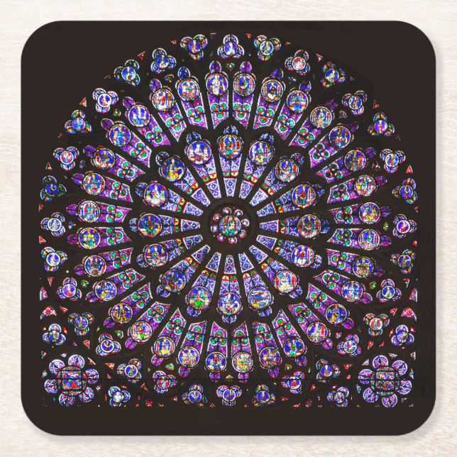 Notre Dame Cathedral Paris Rose Window Square Paper Coaster | Zazzle