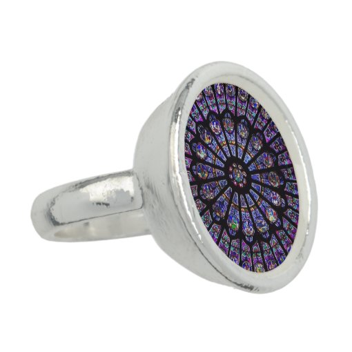 Notre Dame Paris Cathedral Stained Glass Window Ring | Zazzle