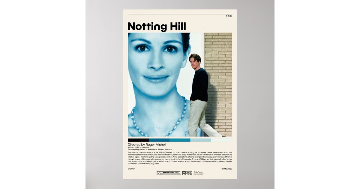 Notting Hill Roger Michell Minimalist Movie Vinta Poster | Zazzle