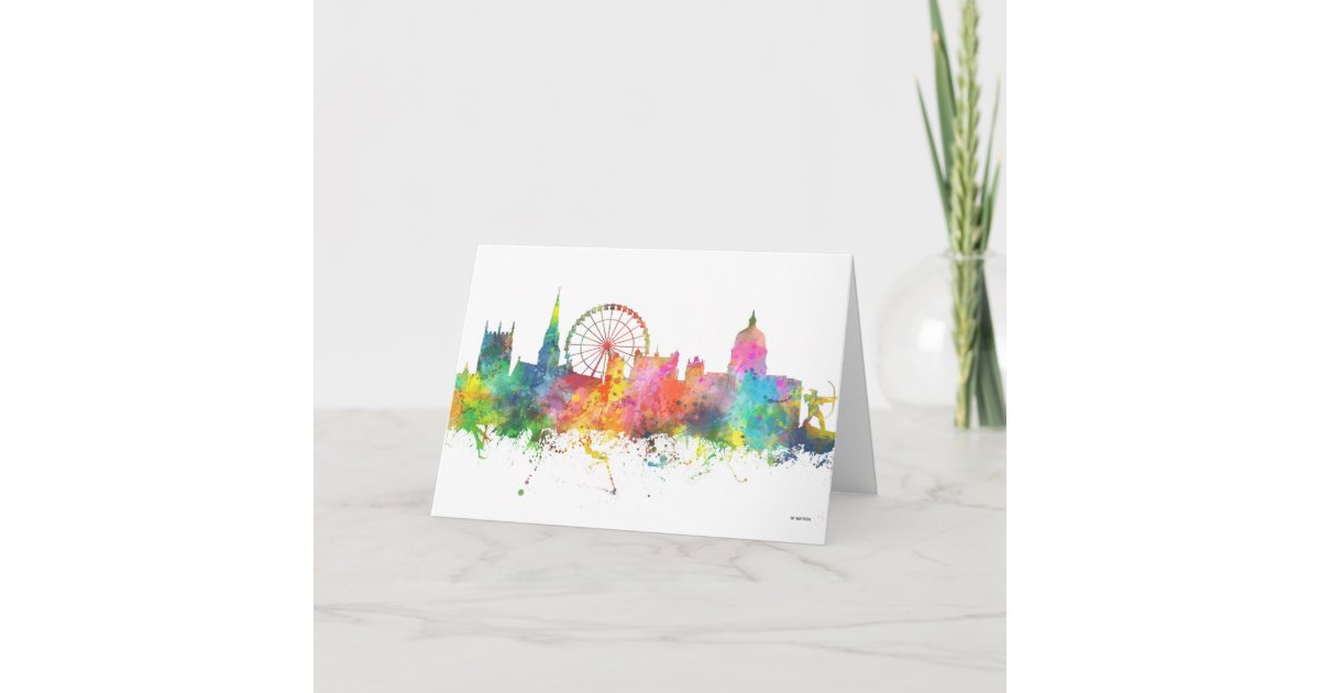 NOTTINGHAM ENGLAND SKYLINE CARD | Zazzle