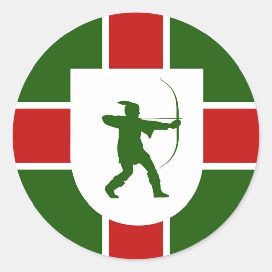 nottinghamshire region flag england robin hood classic round sticker ...