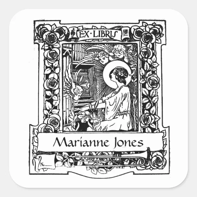 Nouveau Ex-Libris Bookplate Stickers | Zazzle