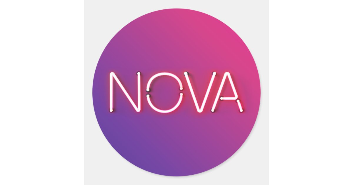 Nova name in neon lights classic round sticker | Zazzle