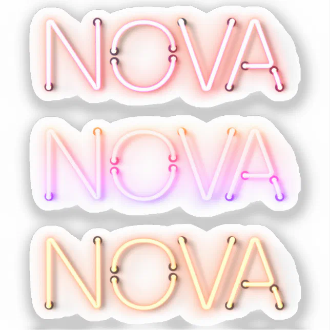 Nova name in neon lights x3 sticker | Zazzle