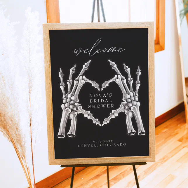 NOVA Skeleton Heart Hands Bridal Shower Welcome Poster | Zazzle