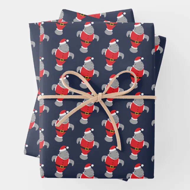 Novelty Santa Animal Manatee Christmas Wrapping Paper Sheets | Zazzle
