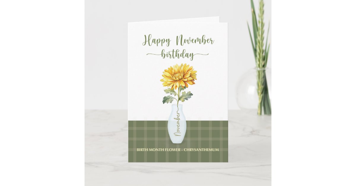 November Birthday Chrysanthemum Birth Month Flower Card | Zazzle