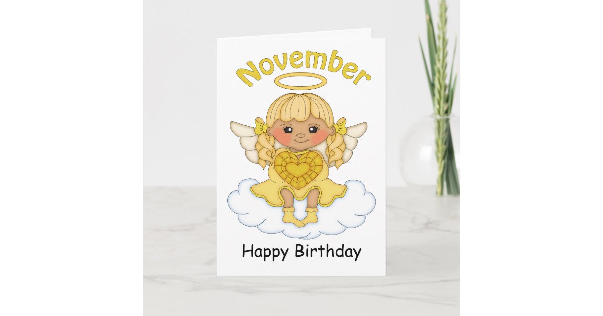November Birthstone Angel Blonde Birthday Card | Zazzle